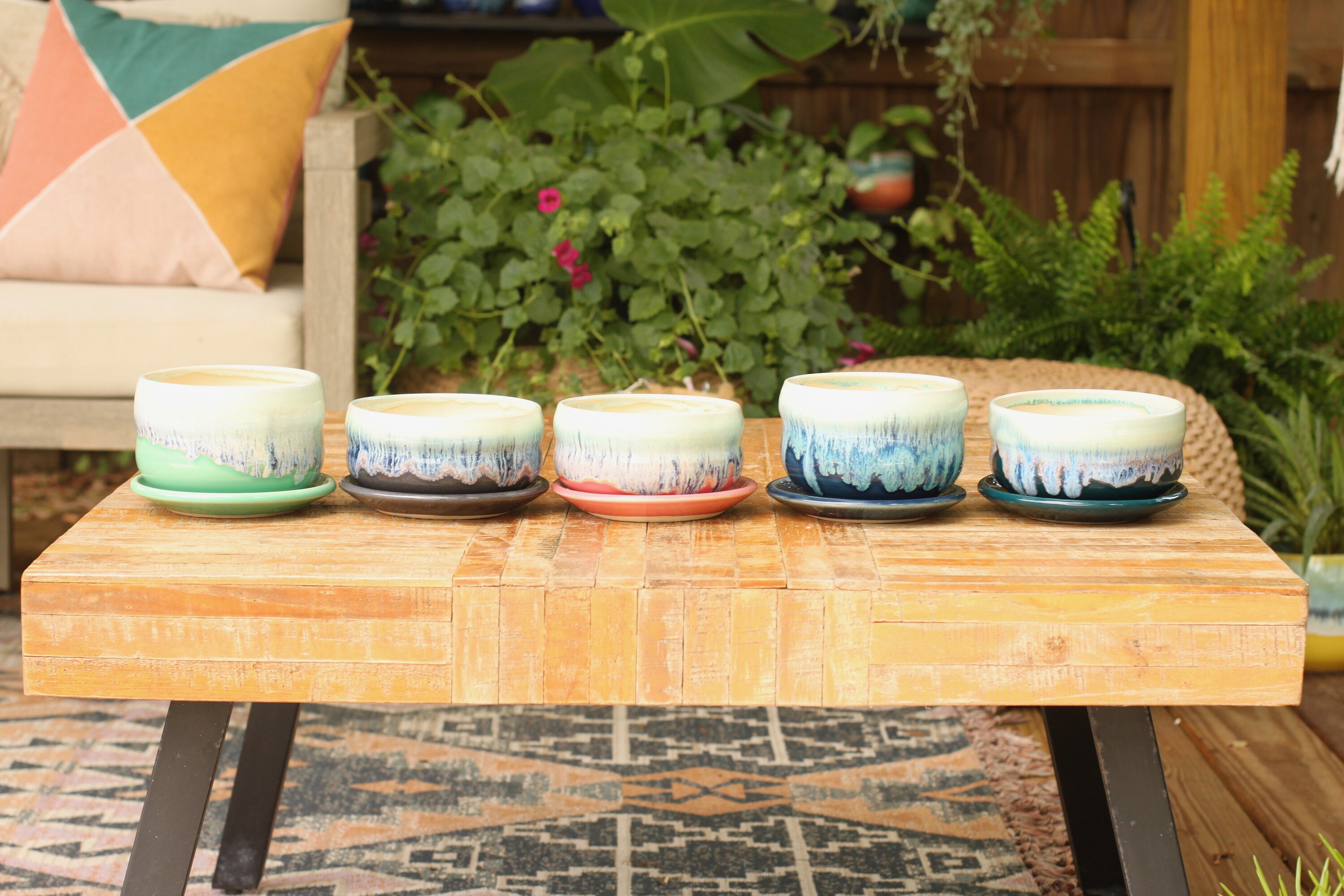 shallow planter, choose your favorite // aqua cactus planter ...