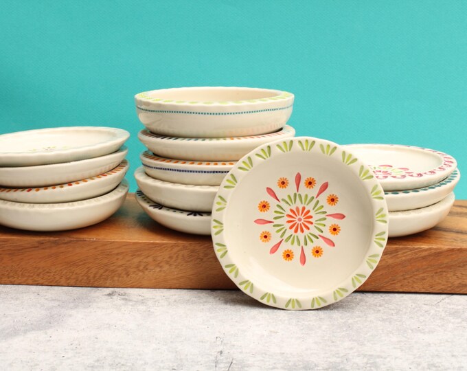 Colorful Stamped Dish // Ceramic Dish // Coastal Decor // Colorful ...