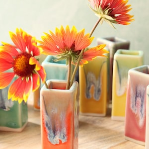 Handmade Porcelain Drippy Bud Vase: Reactive Glazes, Windowsill Decor ...