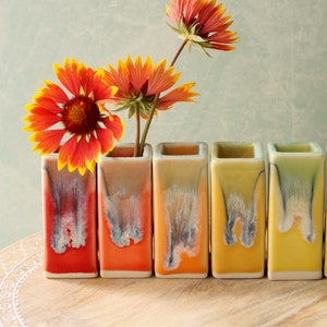 Handmade Porcelain Drippy Bud Vase: Reactive Glazes, Windowsill Decor ...