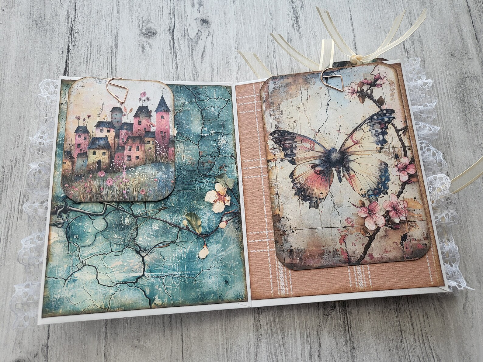 Butterfly Journal, Small Junk Journal, Writing Journal, Pocket and Tag ...