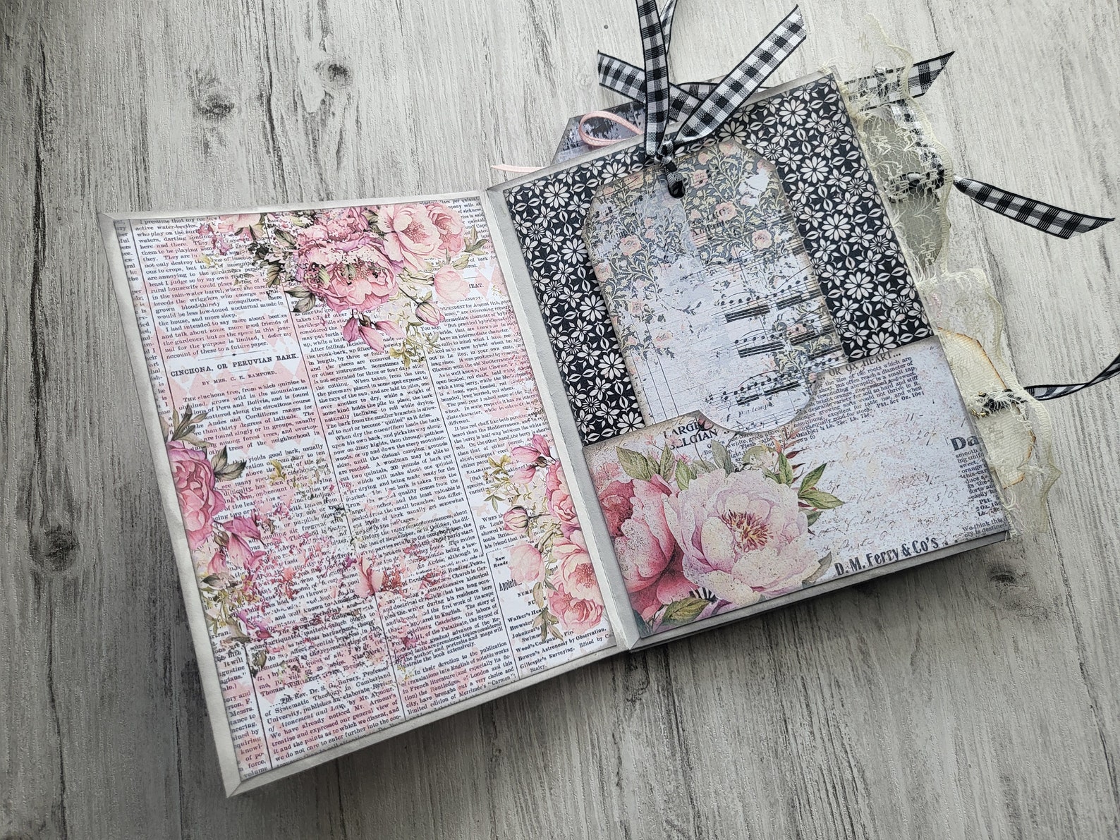 Vintage Rose Journal, Small Junk Journal, Writing Journal, Pocket and ...