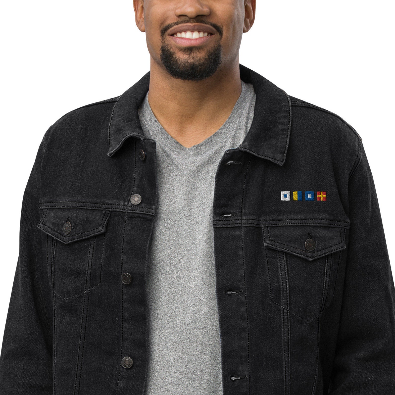 SKPR (skipper) Spelled Out With Nautical Flags Unisex Denim Jacket ...