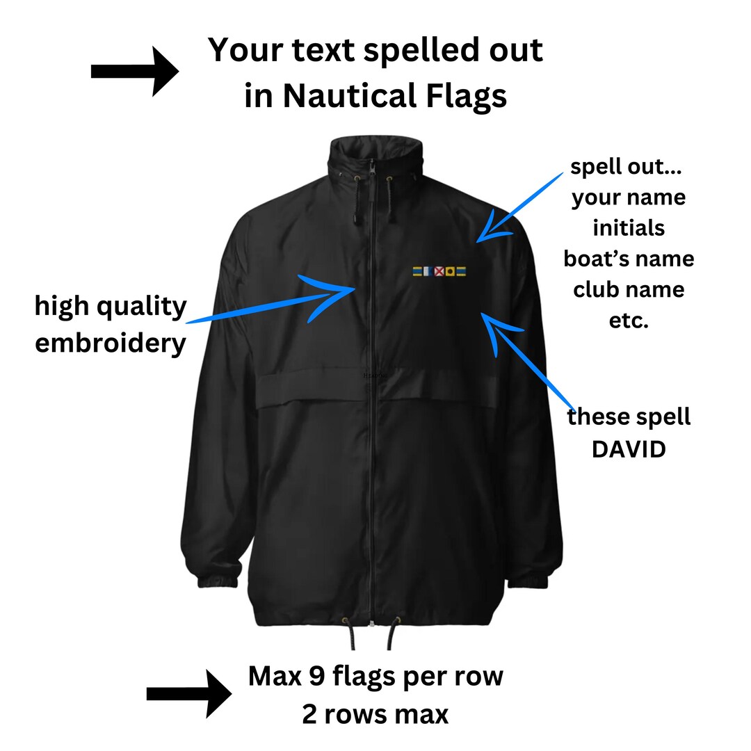 Custom/personalized Embroidered Nautical Flags Unisex Windbreaker, Your ...