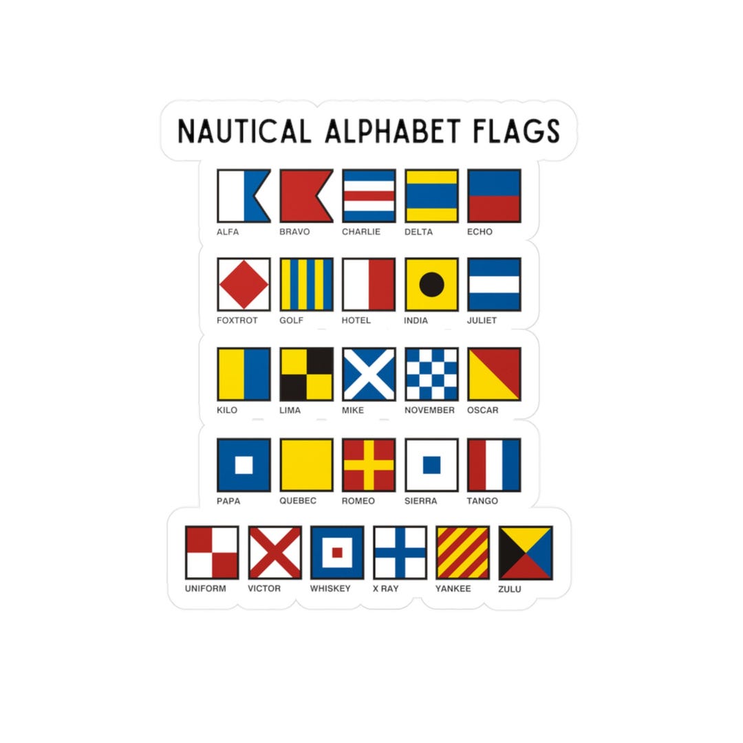 Nautical Alphabet Flags Kiss-cut Vinyl Decal | Maritime Signal Flag ...
