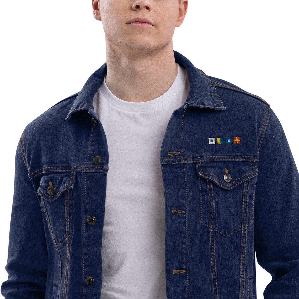 SKPR (skipper) Spelled Out With Nautical Flags Unisex Denim Jacket ...