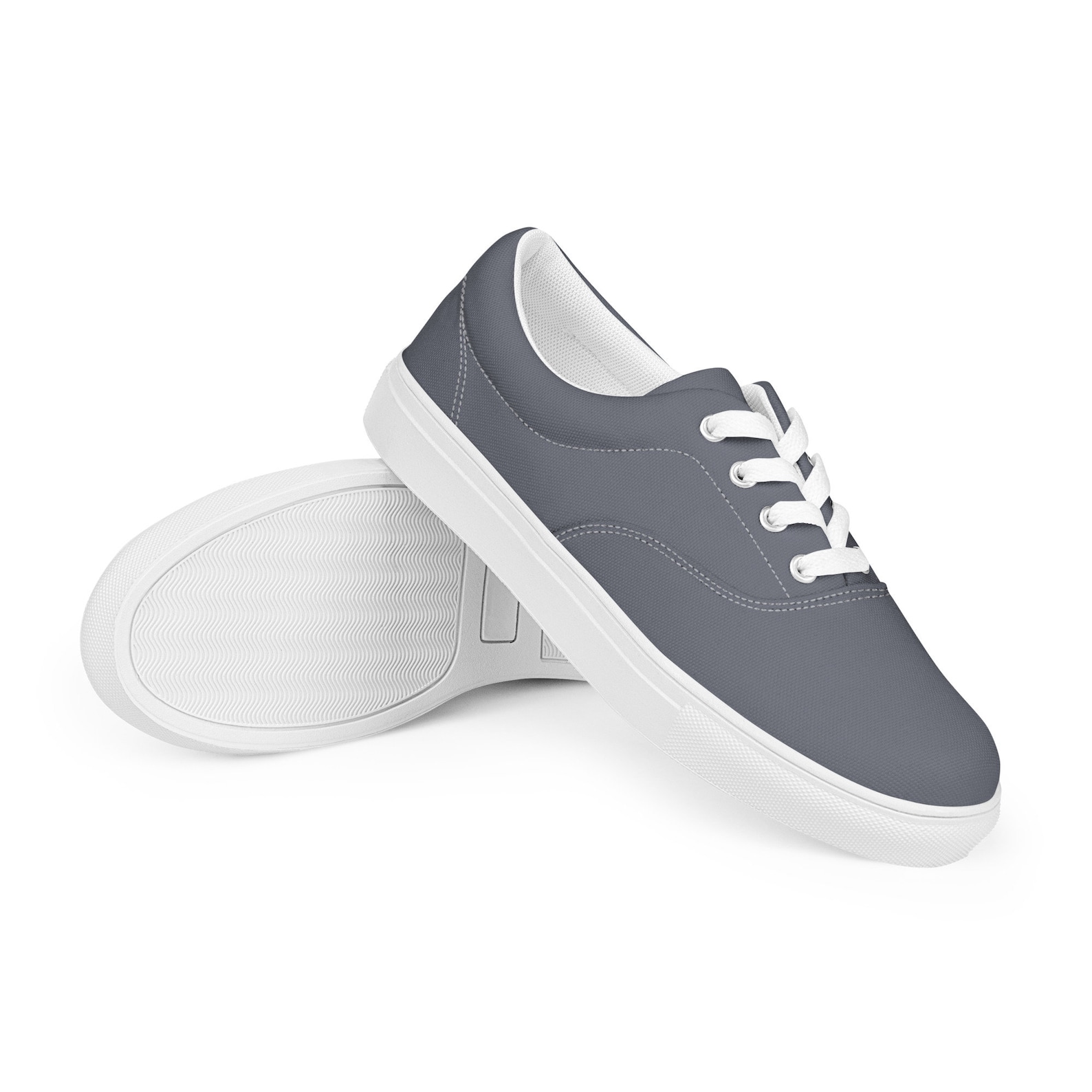 Women’s Blue-grey Lace-up Canvas Shoes, Grey Sneakers, Casual Summer ...