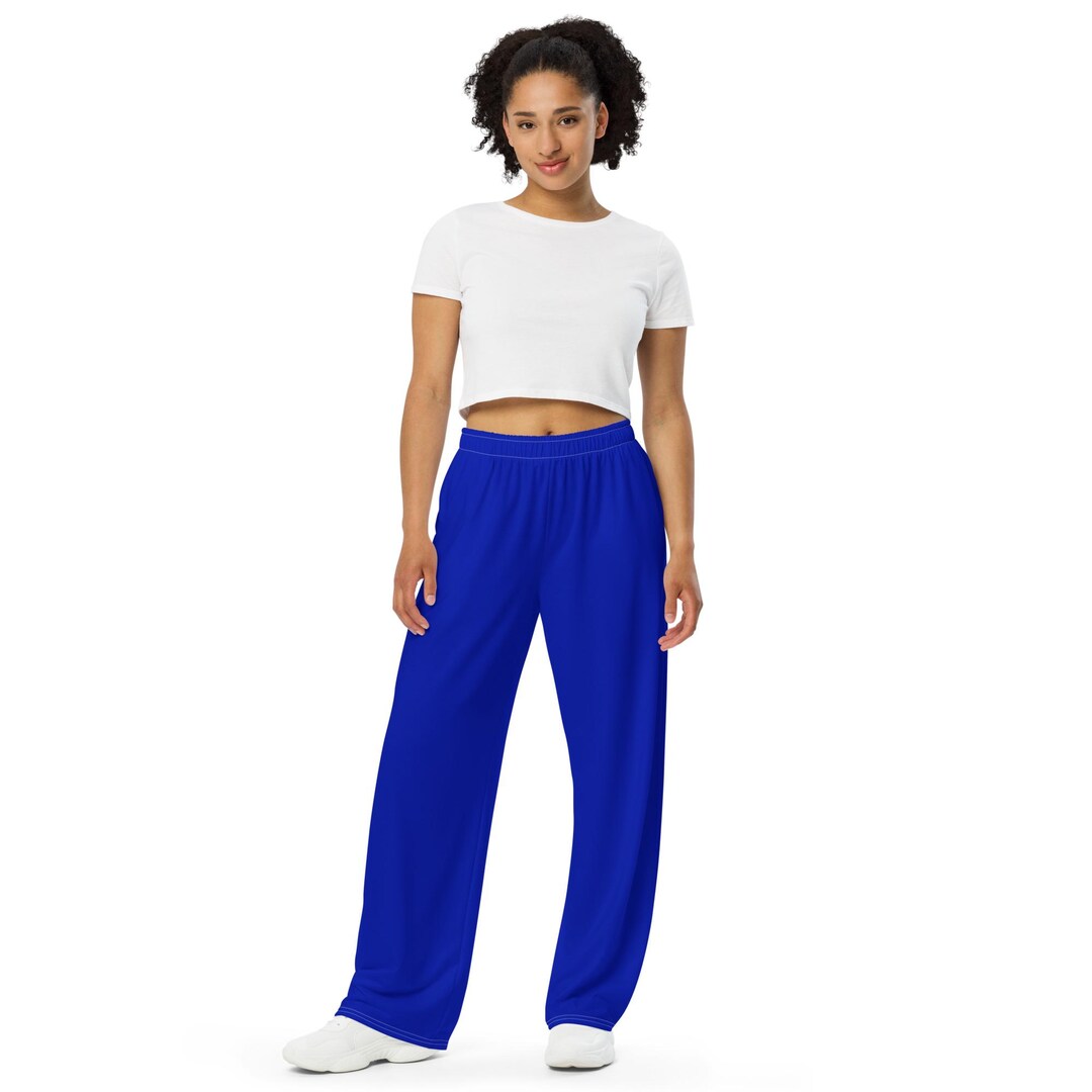 Zaffre Blue Unisex Wide-leg Pants, Nautical Blue Cruising Pants, Summer ...