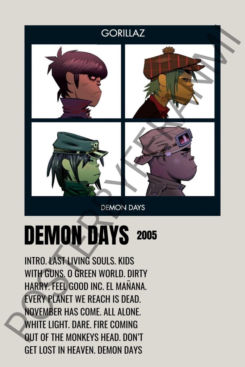 Gorillaz Album Prints - Etsy