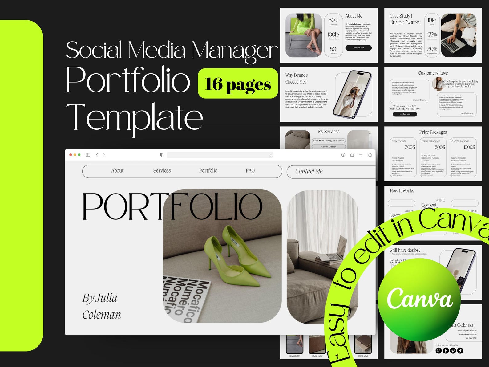 Social Media Manager Portfolio Template Creator Kit Minimalistic ...