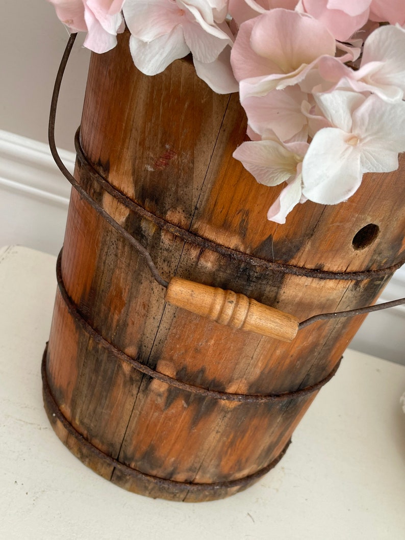 Vintage Wooden Bucket Farmhouse Decor Storage Bucket - Etsy