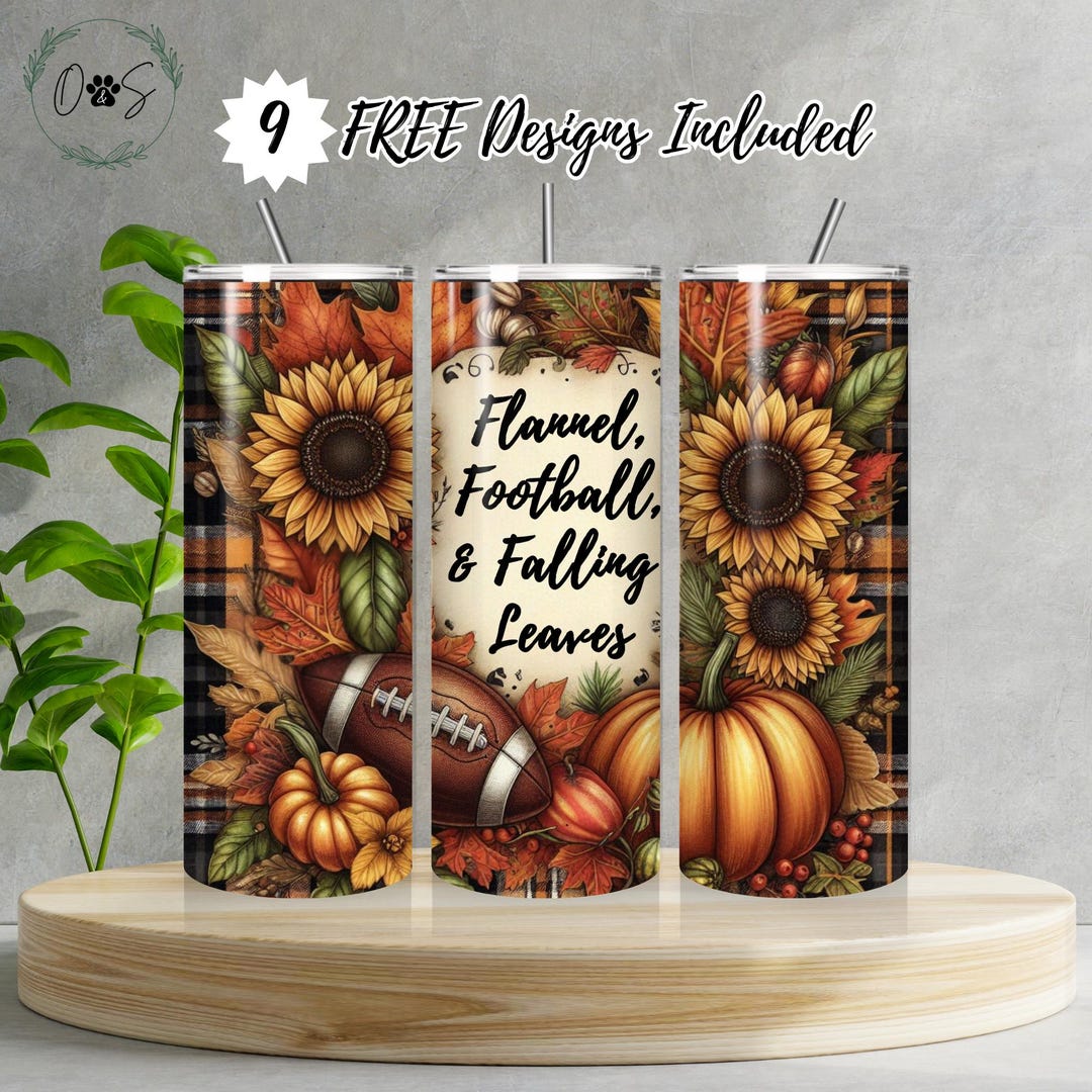 Rustic Country Fall Tumbler Wrap, Autumn Leaves Pumpkins 20oz Tumbler ...