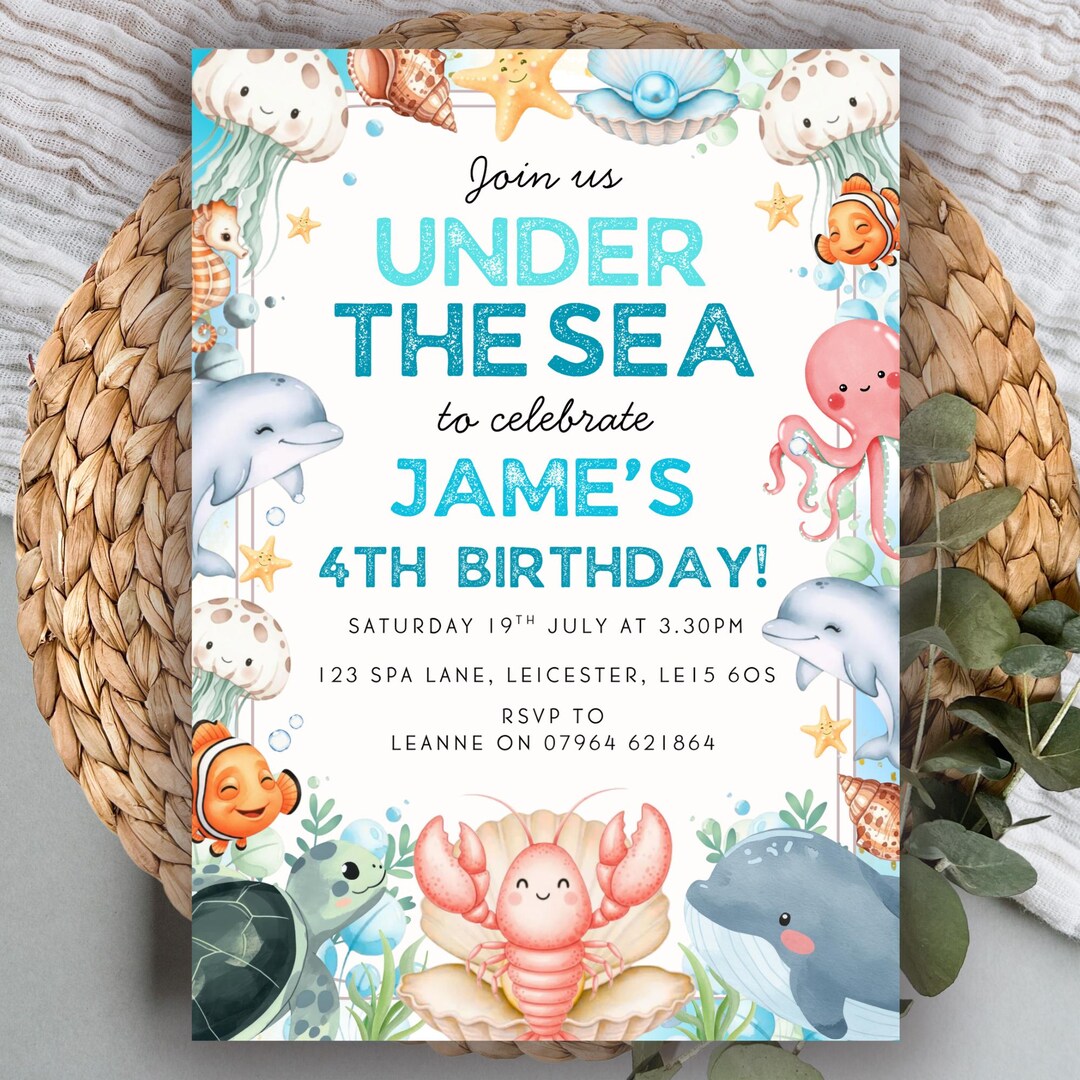 EDITABLE Under the Sea Birthday Invitation - Sealife Party Birthday ...