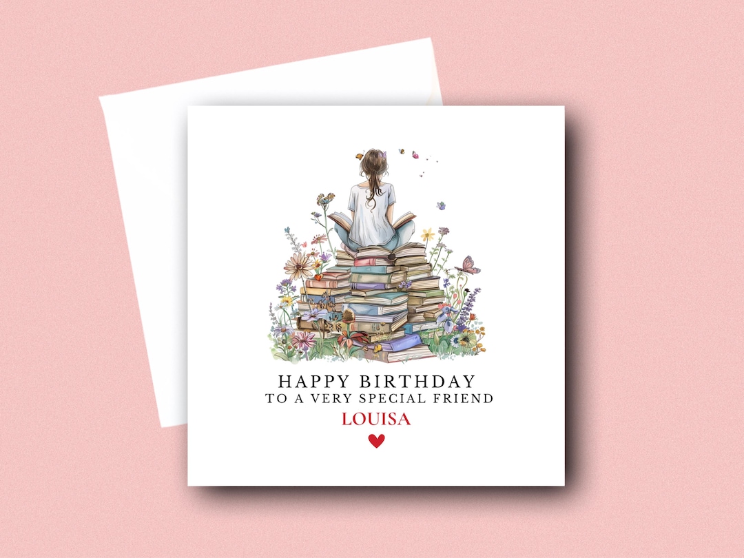 Personalised Birthday Card for Book Lovers Customisable Happy Birthday ...
