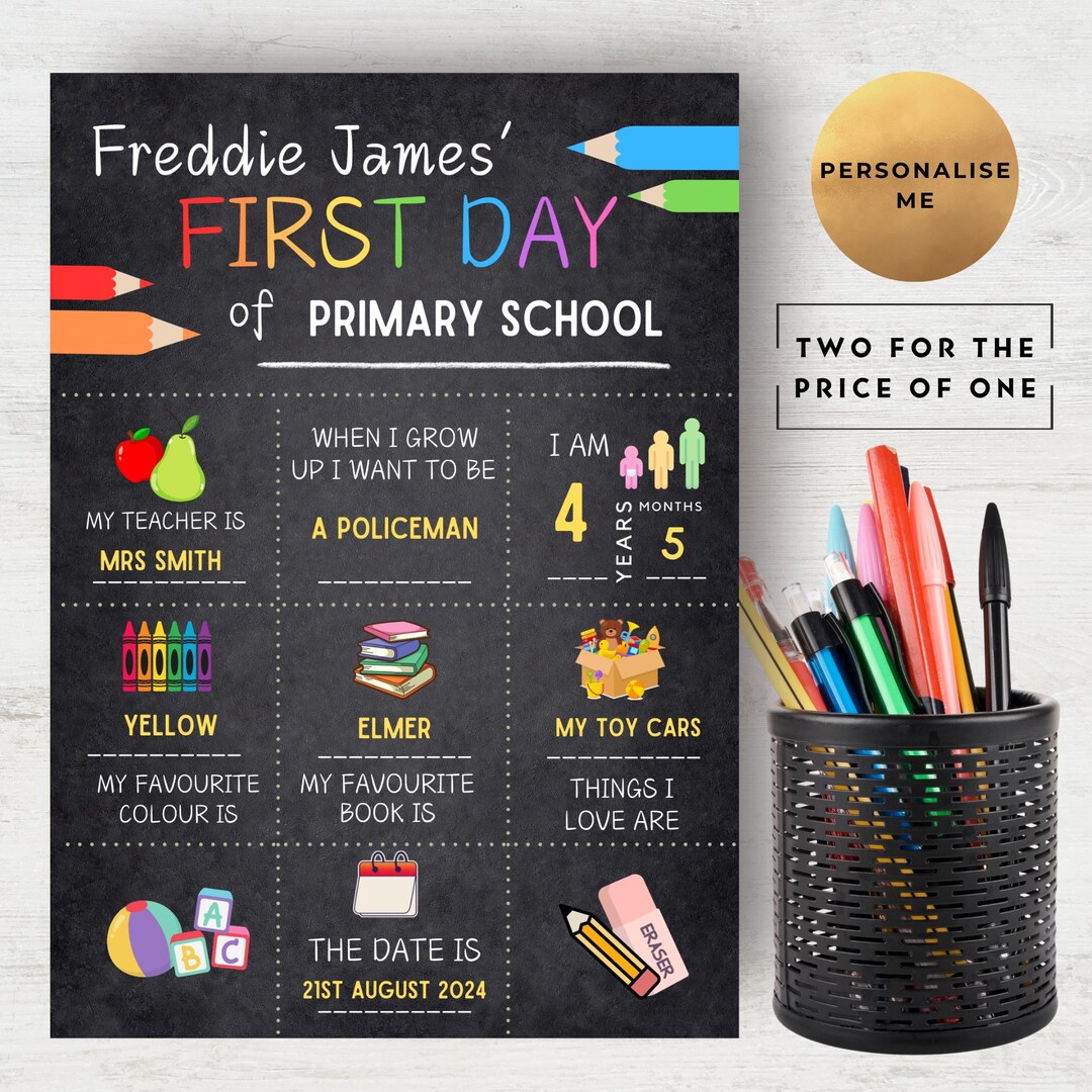 EDITABLE First Day of School Sign - Chalkboard Back to School A4 Print ...