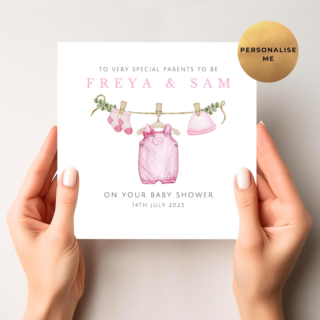 Personalised Baby Shower Card - Baby Shower Gift - Baby Girl Baby ...