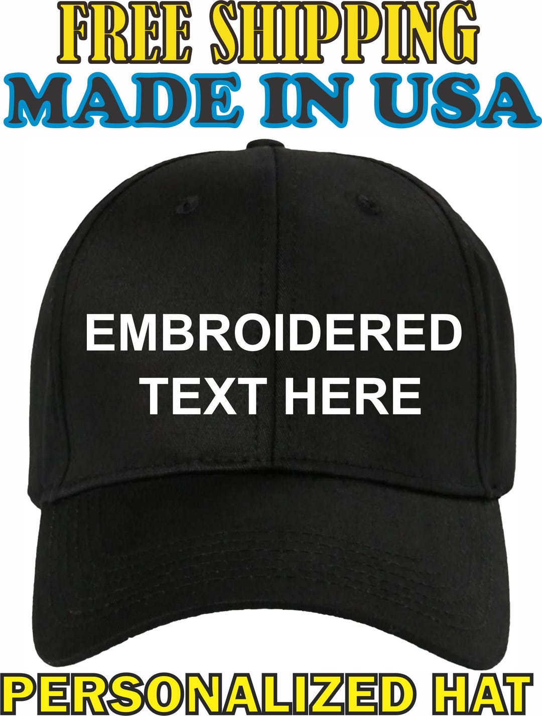 Custom Embroidered Baseball Cap for Men, Women - Your Text or Initials ...