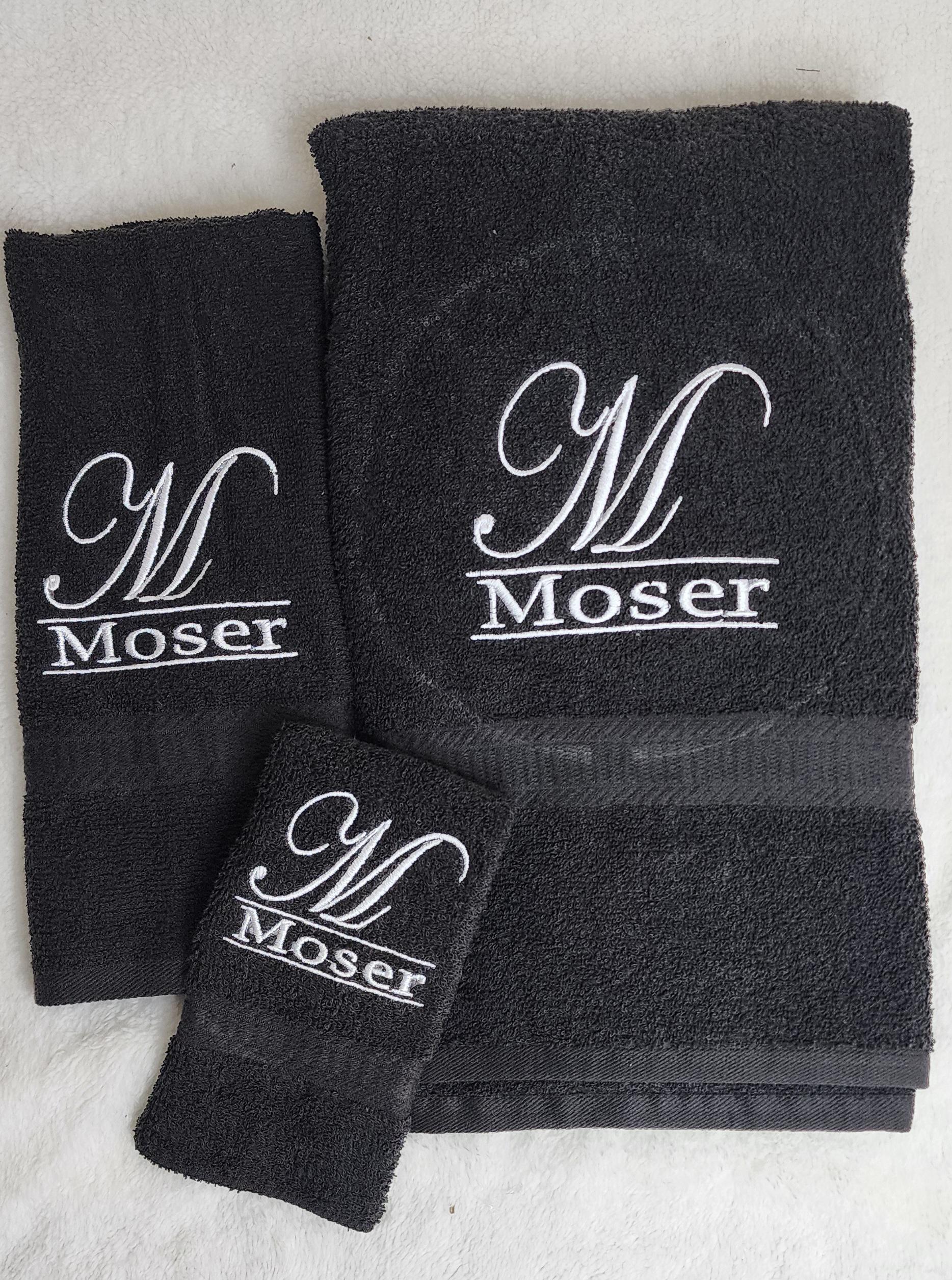Monogram Name Personalized 3 Piece Bath Towel Set ANY COLOR - Etsy