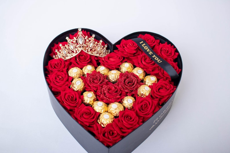 Valentines Day Gift Heart Shape Eternal Rose Box /forever Roses/rosas ...