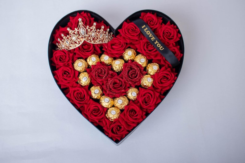 Valentines Day Gift Heart Shape Eternal Rose Box /forever Roses/rosas ...