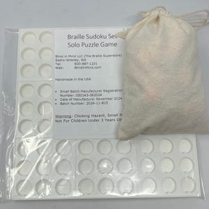 Braille Sudoku Set for the Blind, Tactile Playing Board With Braille ...