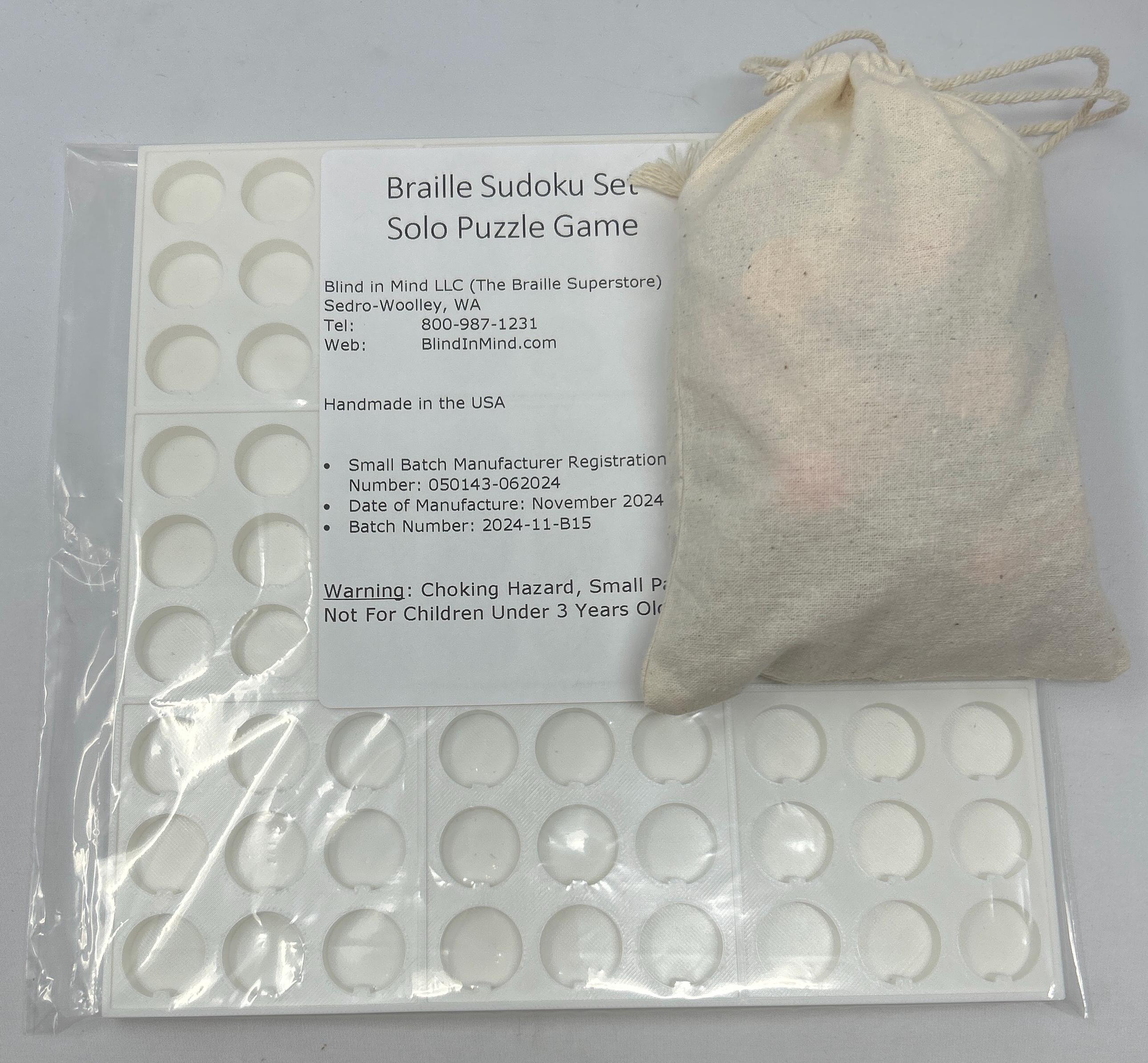 Braille Sudoku Set for the Blind, Tactile Playing Board With Braille ...