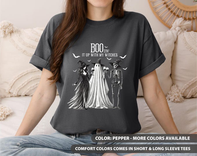 Boozin With My Witches Tshirt | Drink up Witches Shirt | Halloween ...
