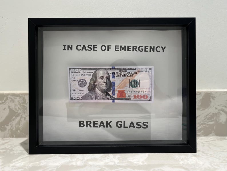 In Case of Emergency Break Glass Money Display - Etsy
