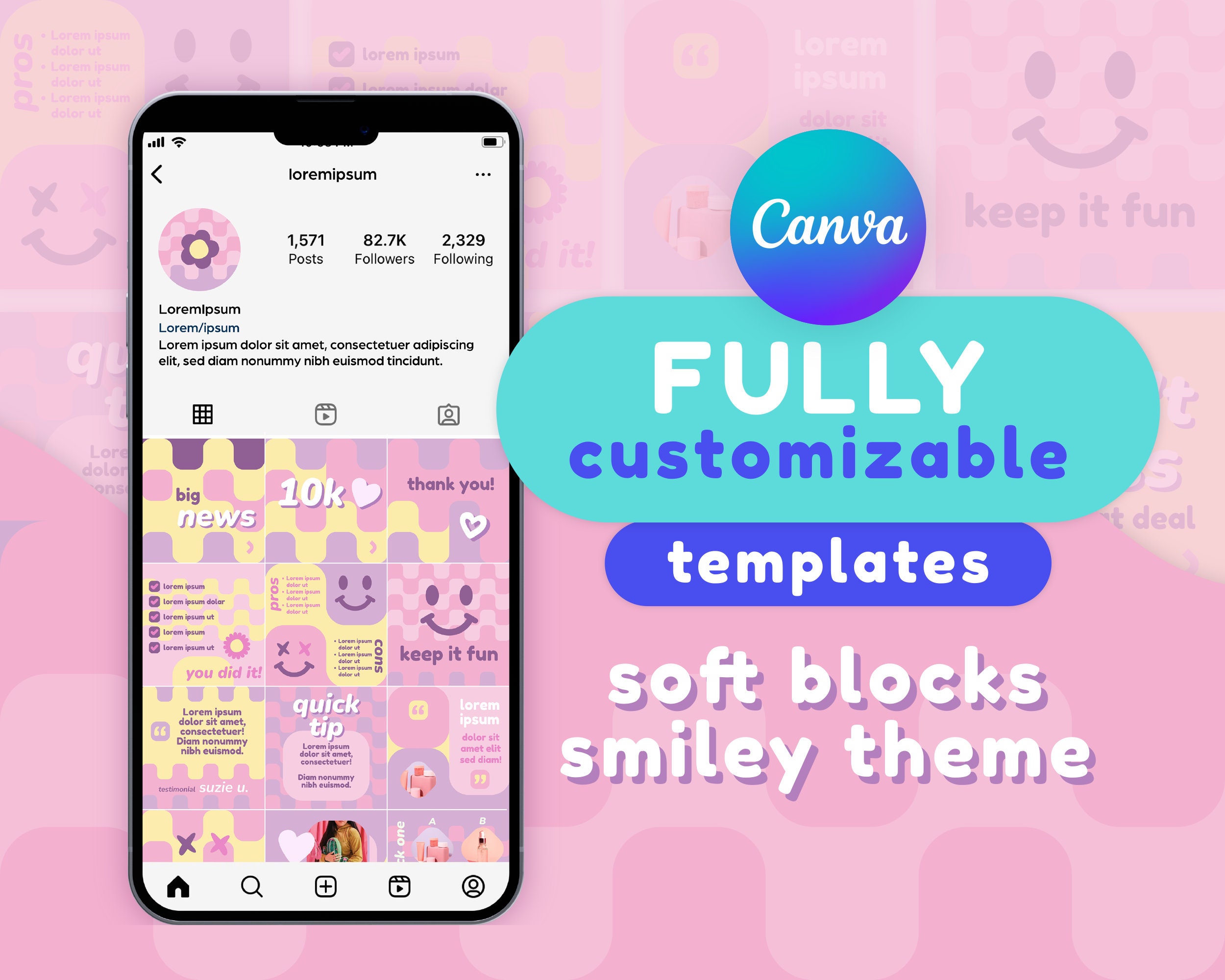 Y2K Smiley Social Canva Templates 25 FULLY CUSTOMIZABLE - Etsy