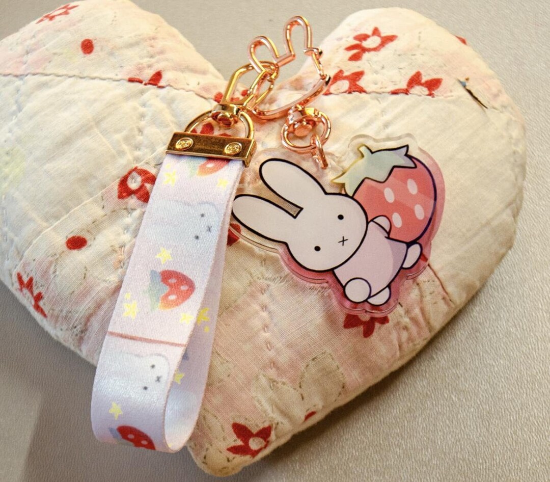 CUTE MIFFY KEYCHARM || Strawberry || Lanyard || Keychain || Miffy ...