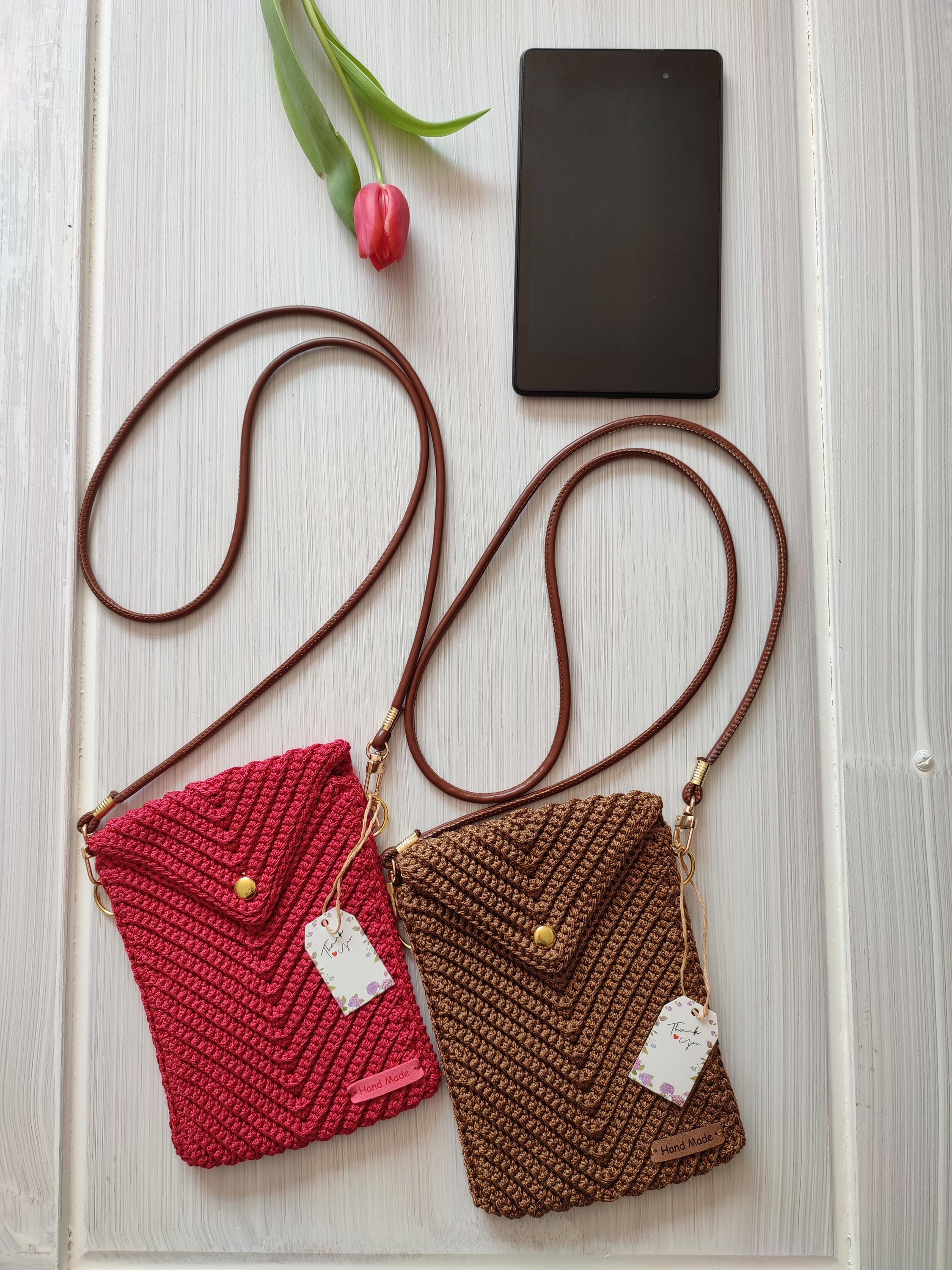 Crocheted Mini Tablet Crossbody Bag Mini iPad Bag Kindle Case Ebook ...