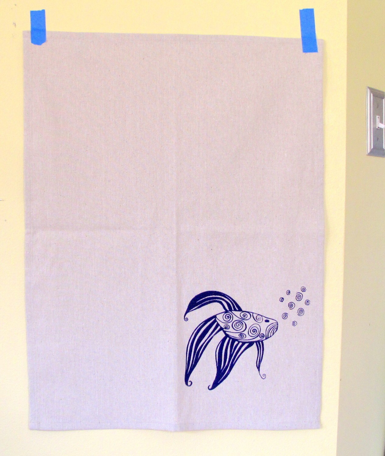 Cotton Kitchen Towel - Fish Kitchen Towel - Choose Your Ink Color - Etsy