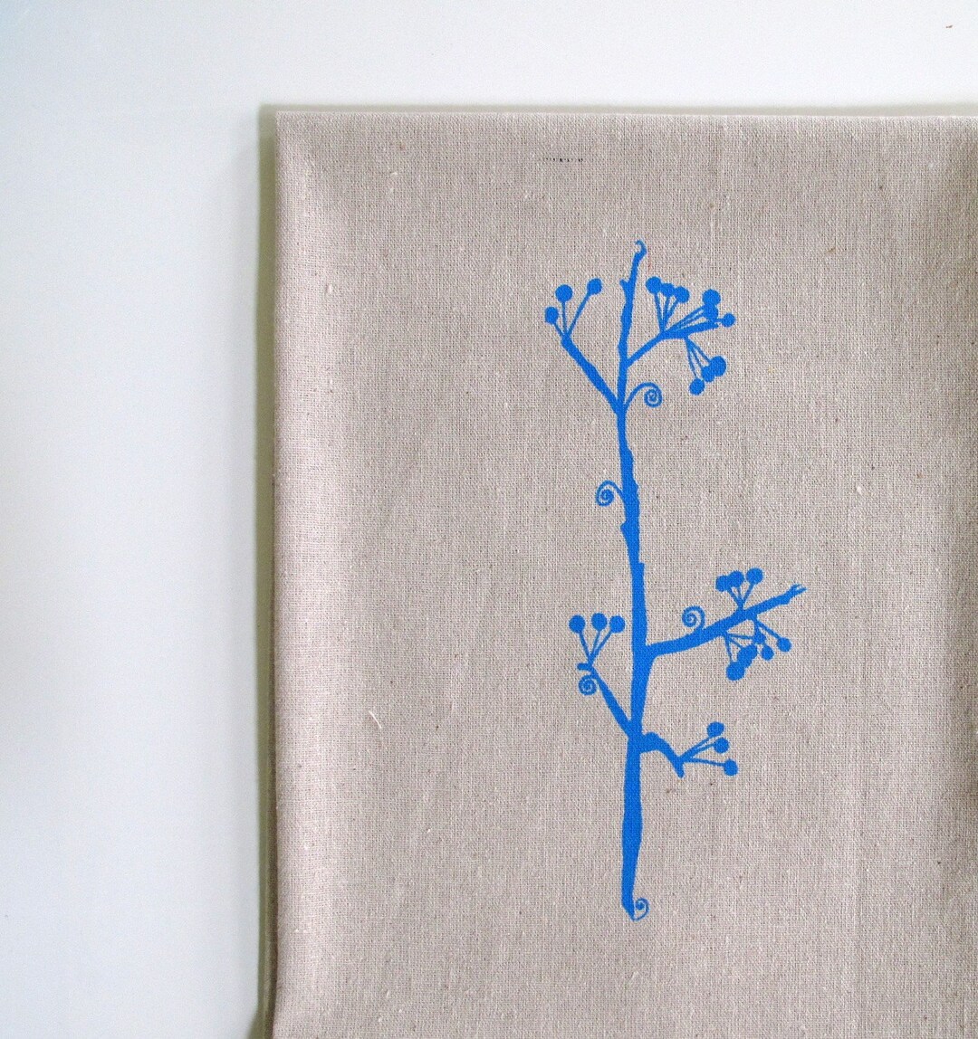 Cotton Kitchen Towel Berry Branch Design Choose Your Ink - Etsy