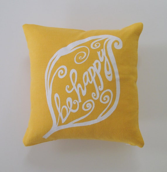 Pillow Cover Be Happy Design 12 X 12 Inches Choose Your | Etsy