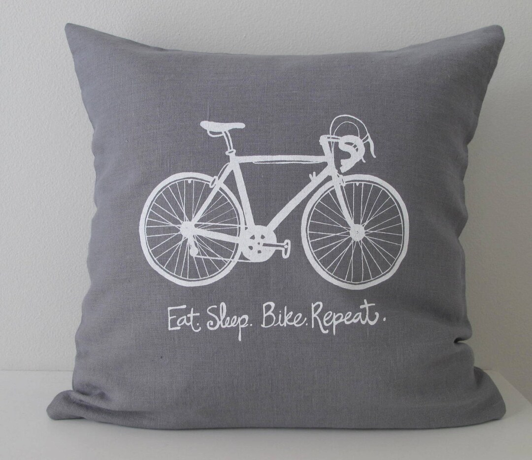Pillow Cover - Road Bike - Eat Sleep Bike Repeat - 16 X 16 Inches ...
