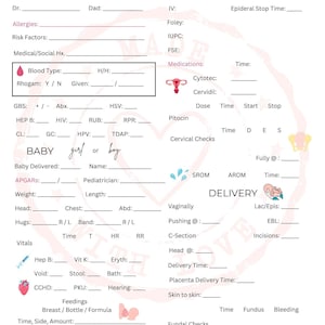Labor and Delivery Nurse Report Sheet - Etsy