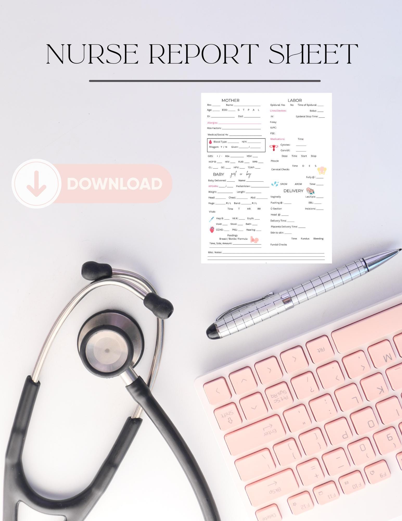 Labor and Delivery Nurse Report Sheet - Etsy