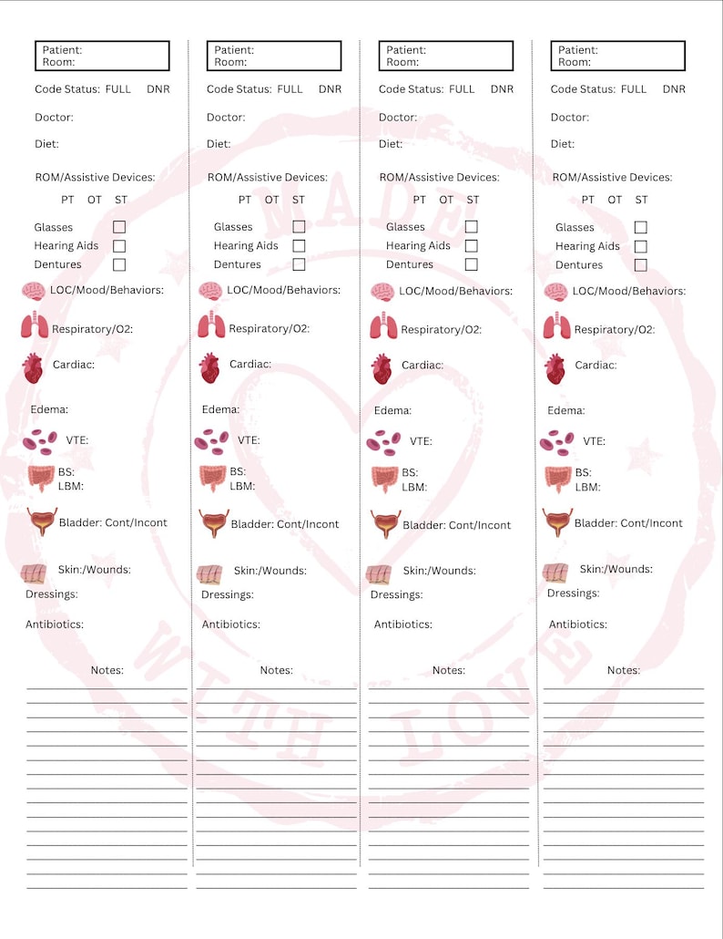 LTC Nurse Report Sheet - Etsy