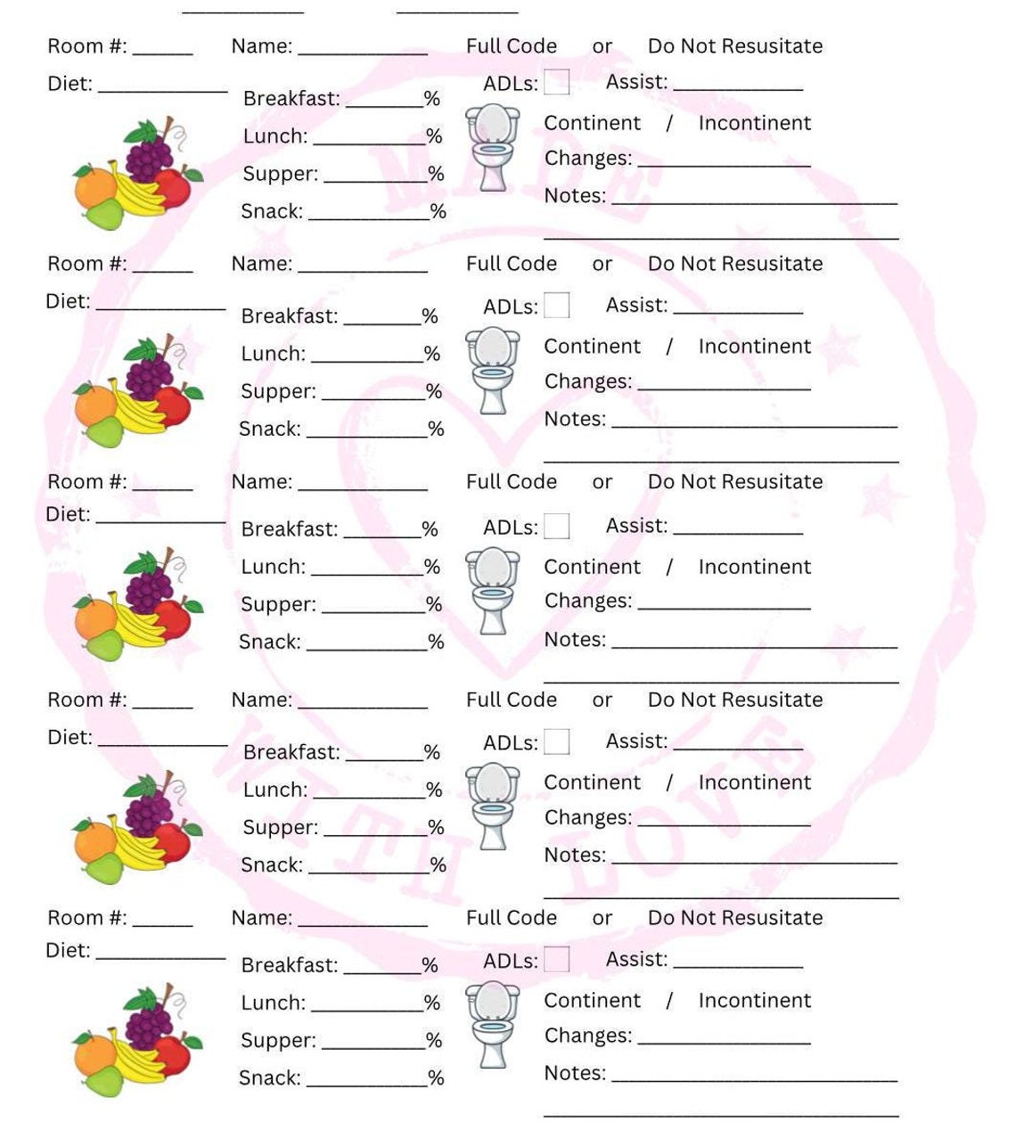 CNA/LNA LTC Report Sheet - Etsy