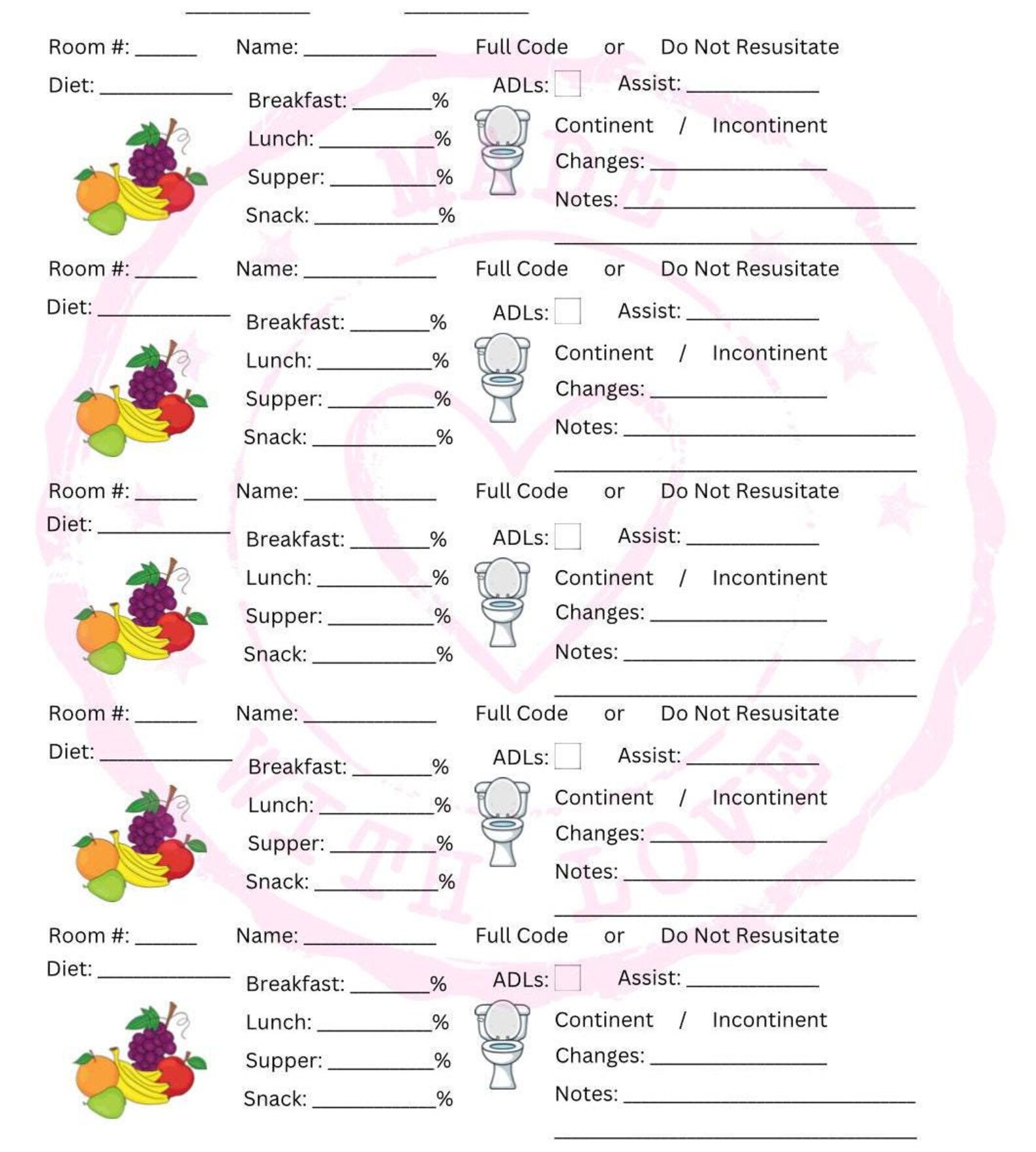 CNA/LNA LTC Report Sheet - Etsy