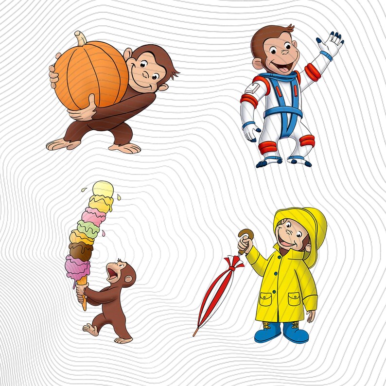 Curious George Svg, 43 Designs Easy to Use, Cartoon Characters Cliparts ...