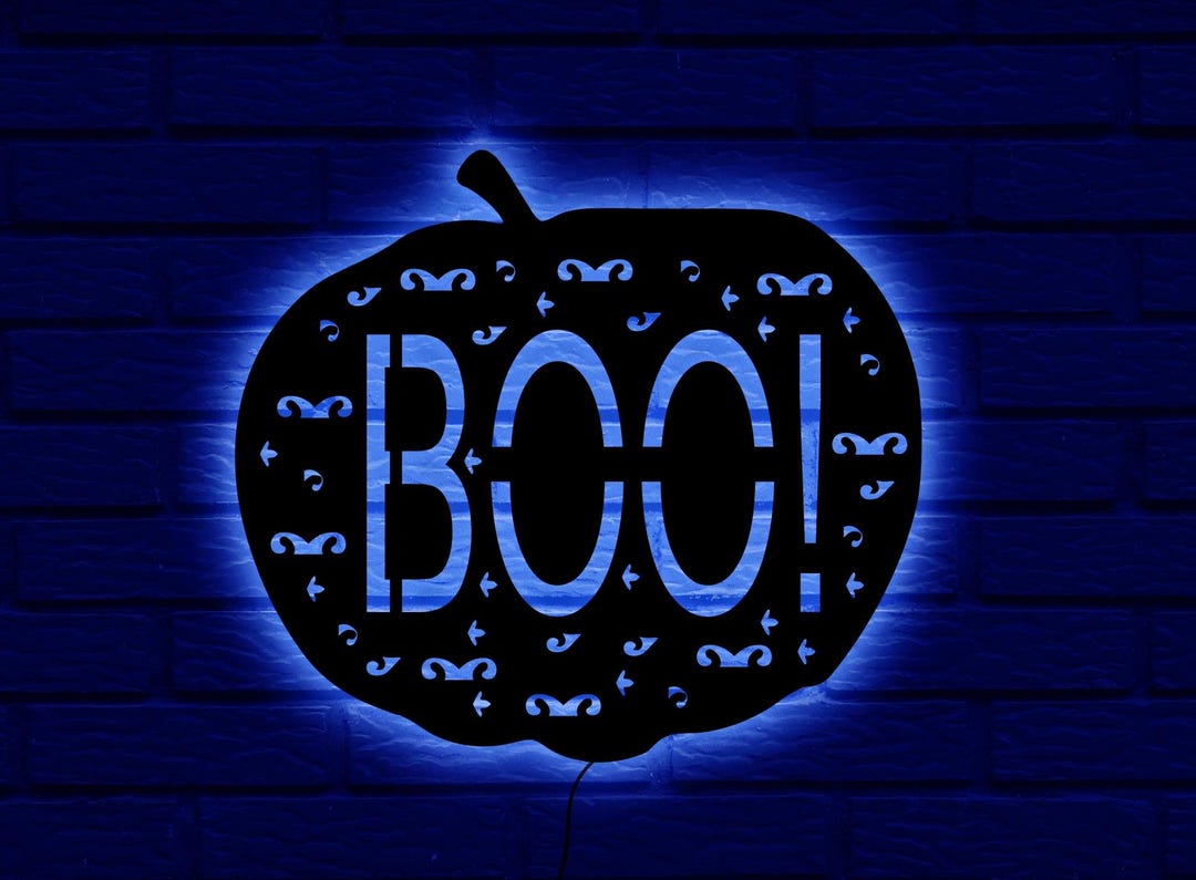 Boo Led Wooden Illuminated Wall Sign Wall Decor Home Decoration - Etsy