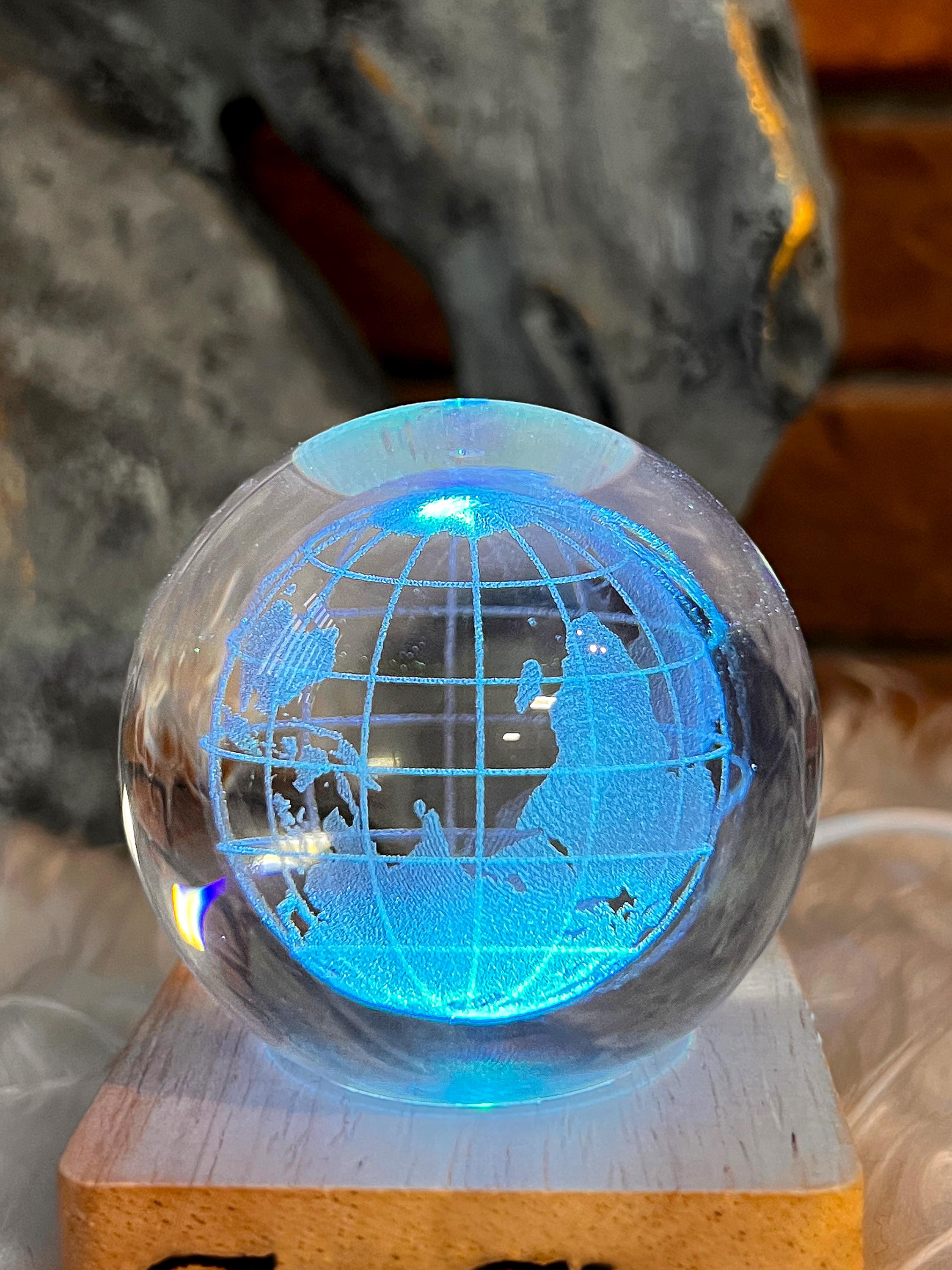Earth Globe Lamp, 3D Crystal Ball Night Light, 6 CM Solar System Light ...