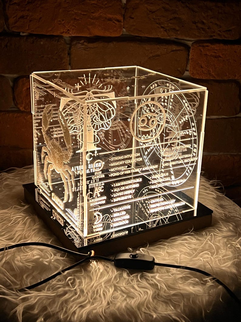 Personalized Horoscope Chart Lamp, Custom Star Map by Birth Date, Gift ...