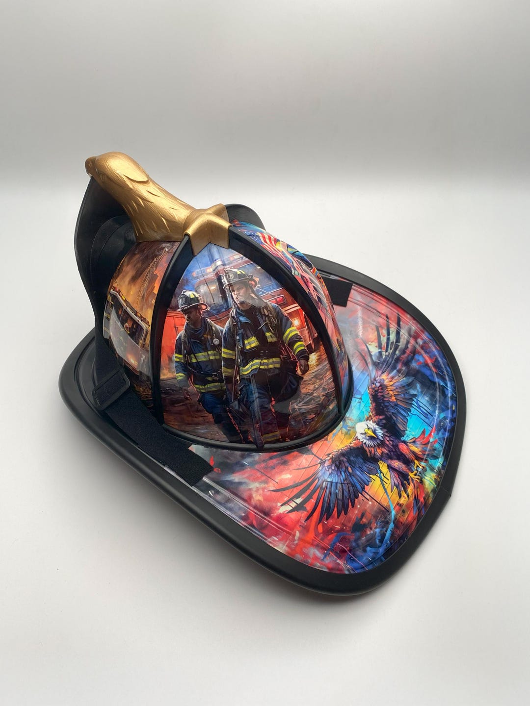 Custom Designed Painted Firefighter Helmet Vinyl Wrap Fireman Tribute ...