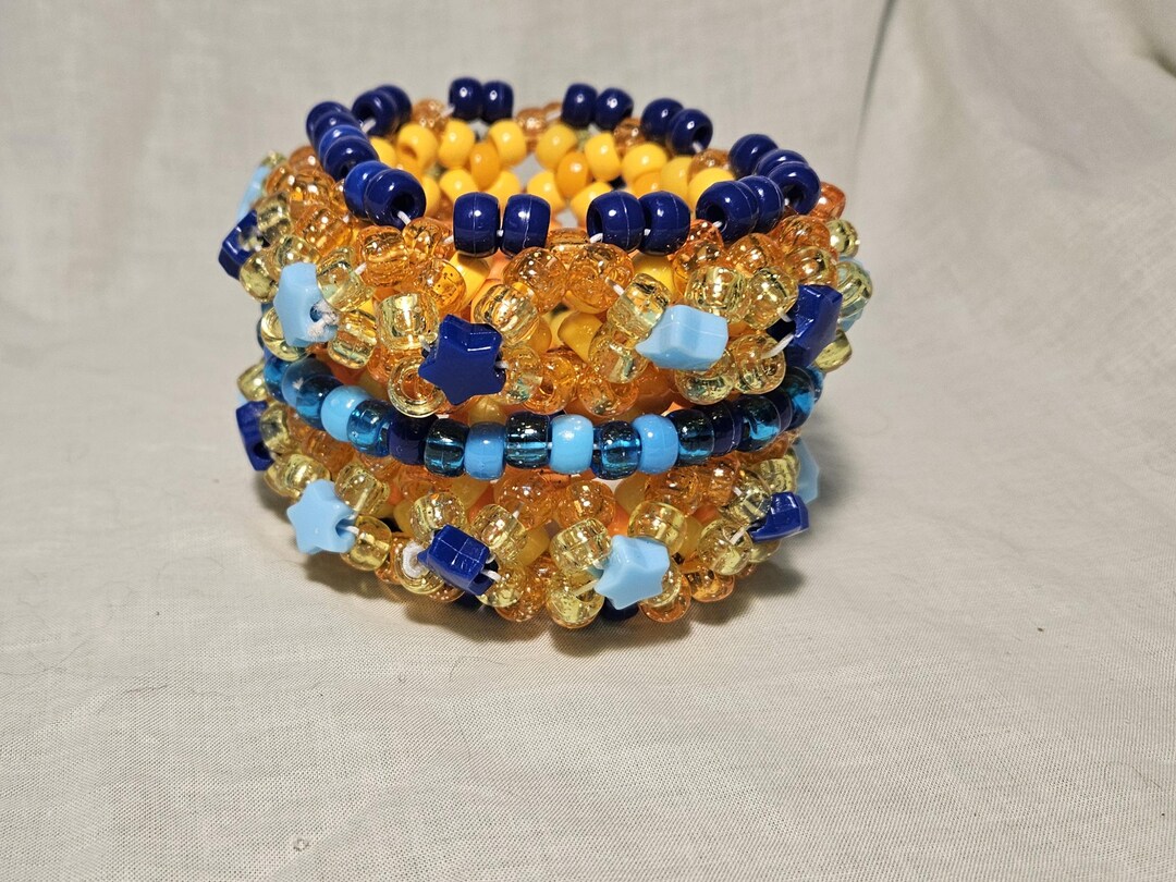 Kandi Cuff Medium Rotator Blue Orange and Yellow - Etsy