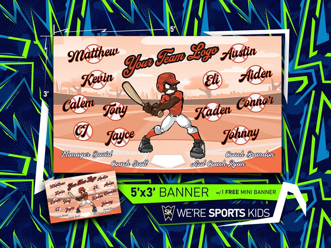 Team Sports Banner - 5' X 3' W/free Mini Banner - Premium Custom Vinyl ...