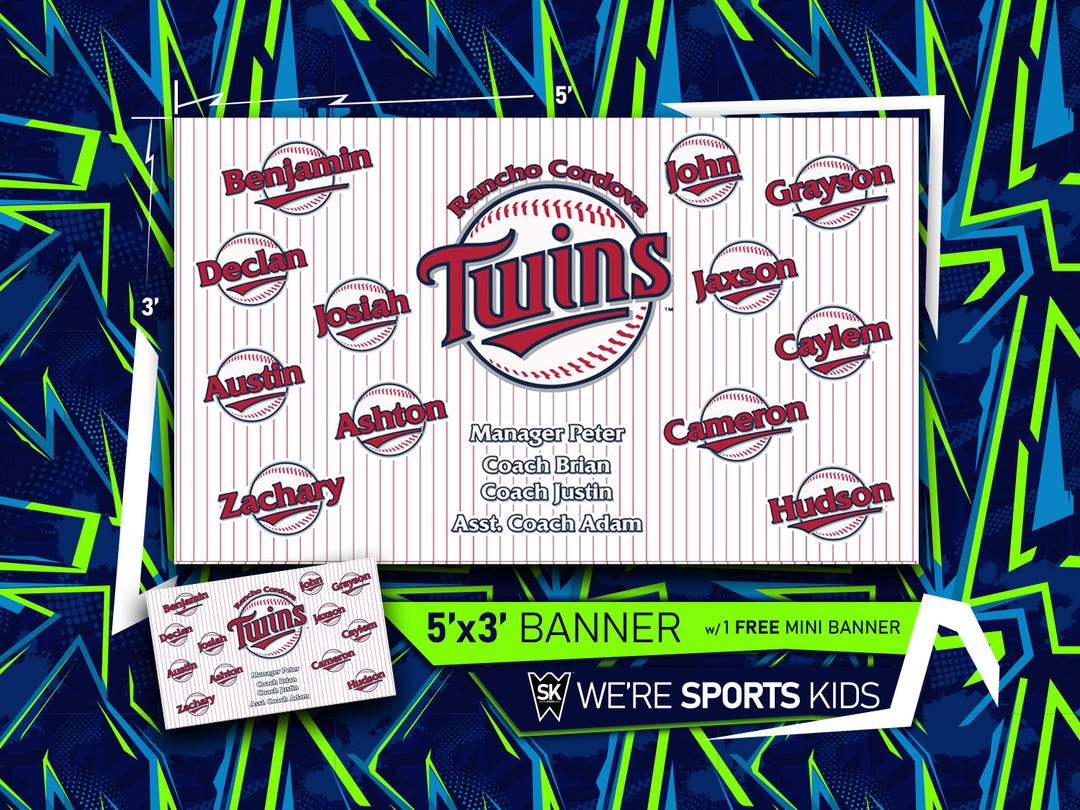 Team Sports Banner - 5' X 3' Baseball Banner W/free Mini Banner ...