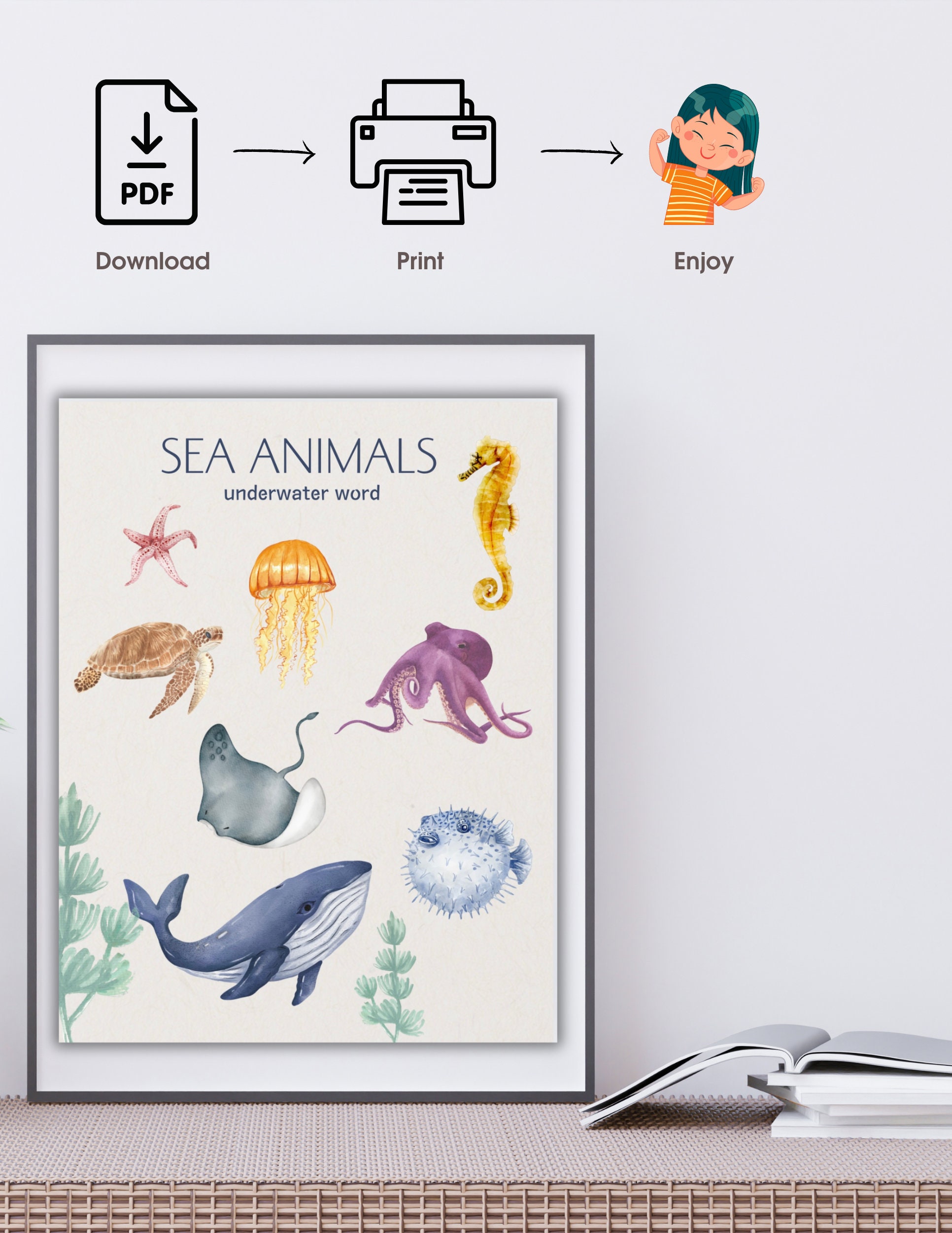 Poster | Kids Education Poster | Sea Animals | Sea Animals Poster ...