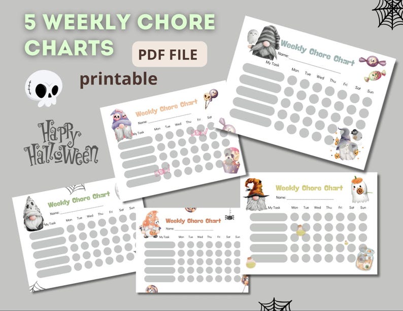 Halloween | Chore Chart | Weekly Chart for Kids | Kids Routine Chart ...